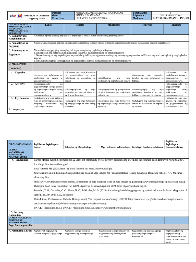 DLL ESP 8 Q3 WEEK 5 | PDF