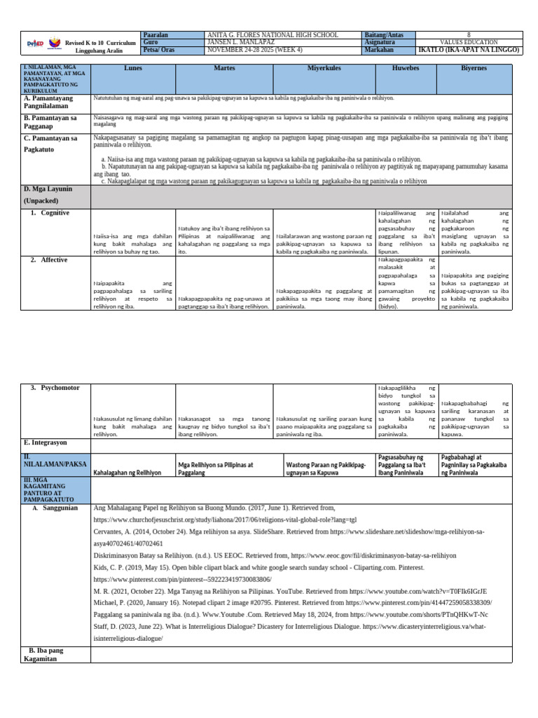 DLL Esp 8 Q3 Week 4 | PDF