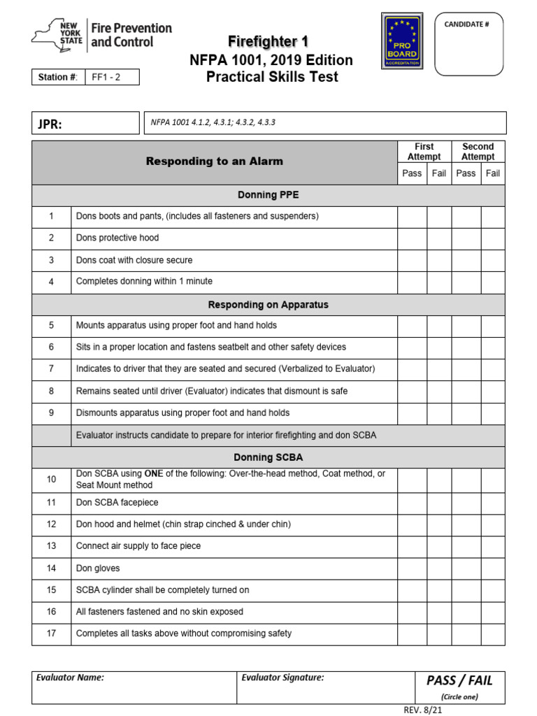 Firefighter 1 Practical Skills Test Guide | PDF | Personal Protective ...
