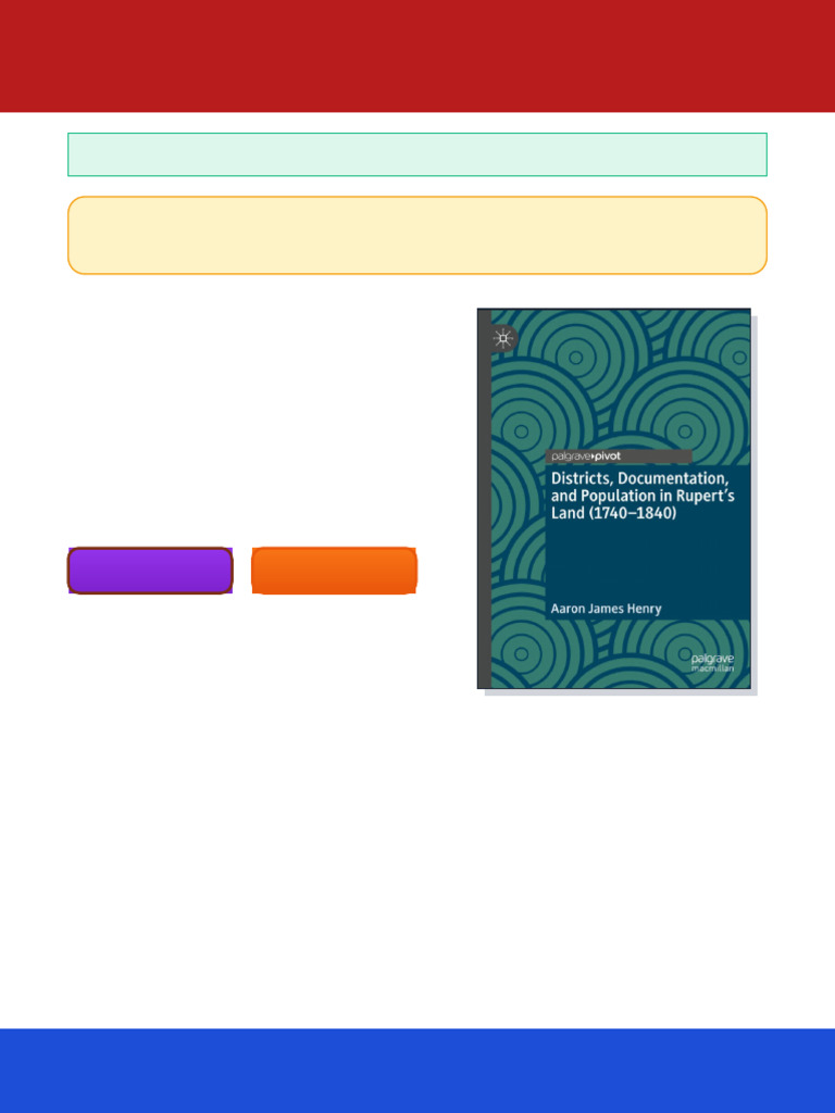 Districts Documentation and Population in Rupert S Land 1740 1840 Aaron ...