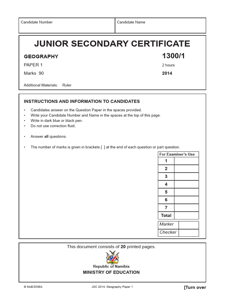 Junior Secondary Certificate: Geography | PDF | Plate Tectonics | Earth ...