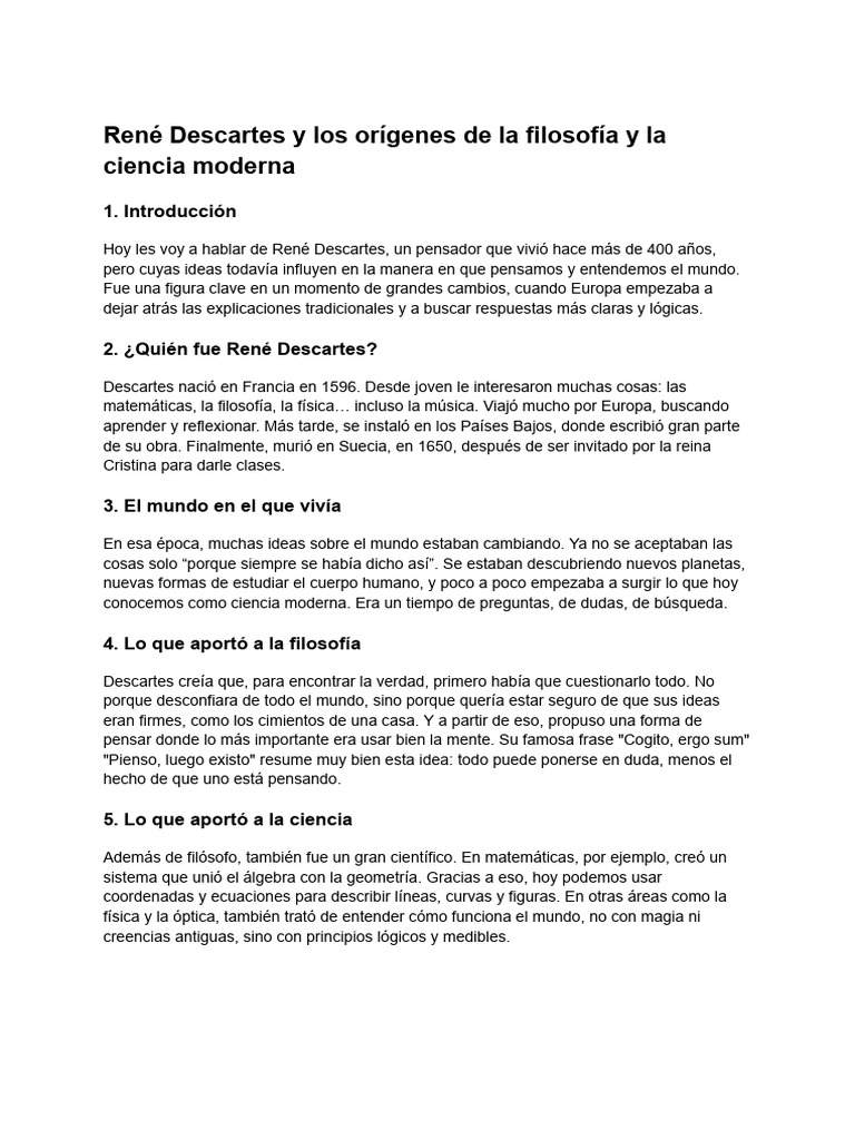 René Descartes: Filosofía y Ciencia Moderna | PDF | René Descartes ...
