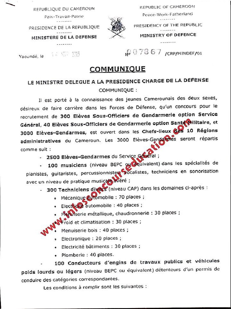 Concours Gendarmerie Mindef 2025. | PDF