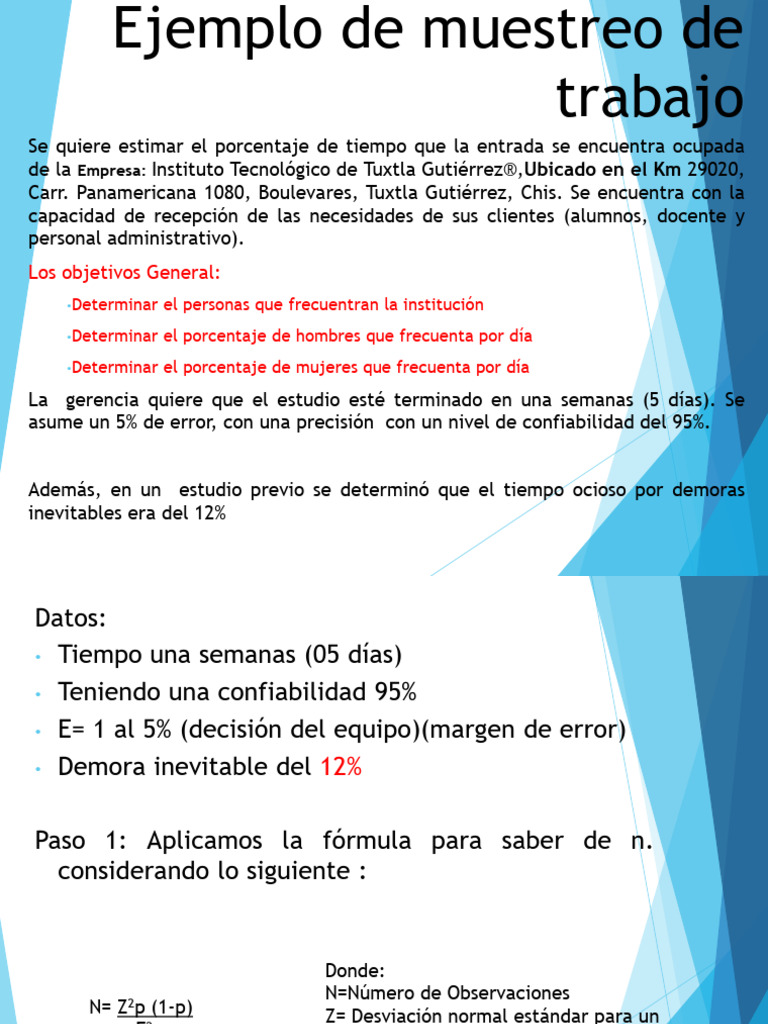 Unidad 2 Ejemplo De Muestreo De Trabajo Pdf Muestreo Estadísticas