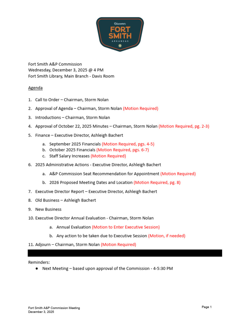 2025-12-03 meeting packet | PDF | Business