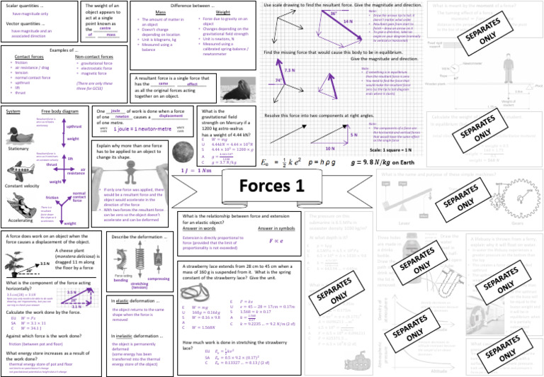 05a Forces 1 Revision Sheet COMBINED ANSWERS | PDF | Force | Buoyancy
