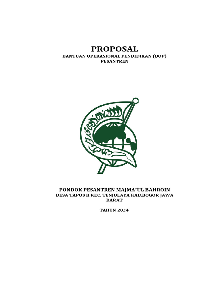 Proposal BOP Pesantren Majma'ul Bahroin 2024 | PDF