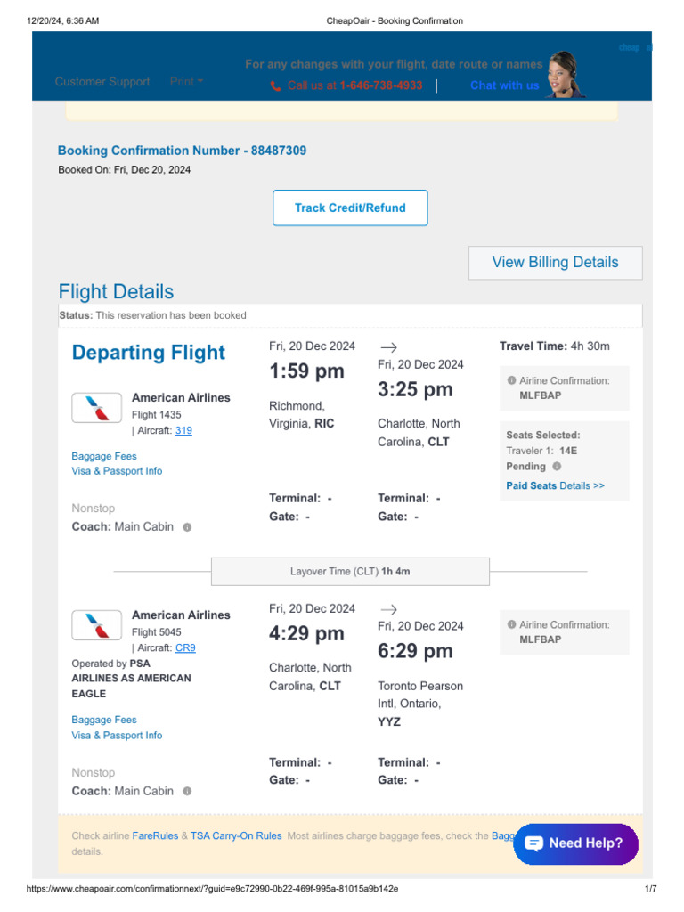 CheapOair - Booking Confirmation II | PDF | Passport | Travel Visa