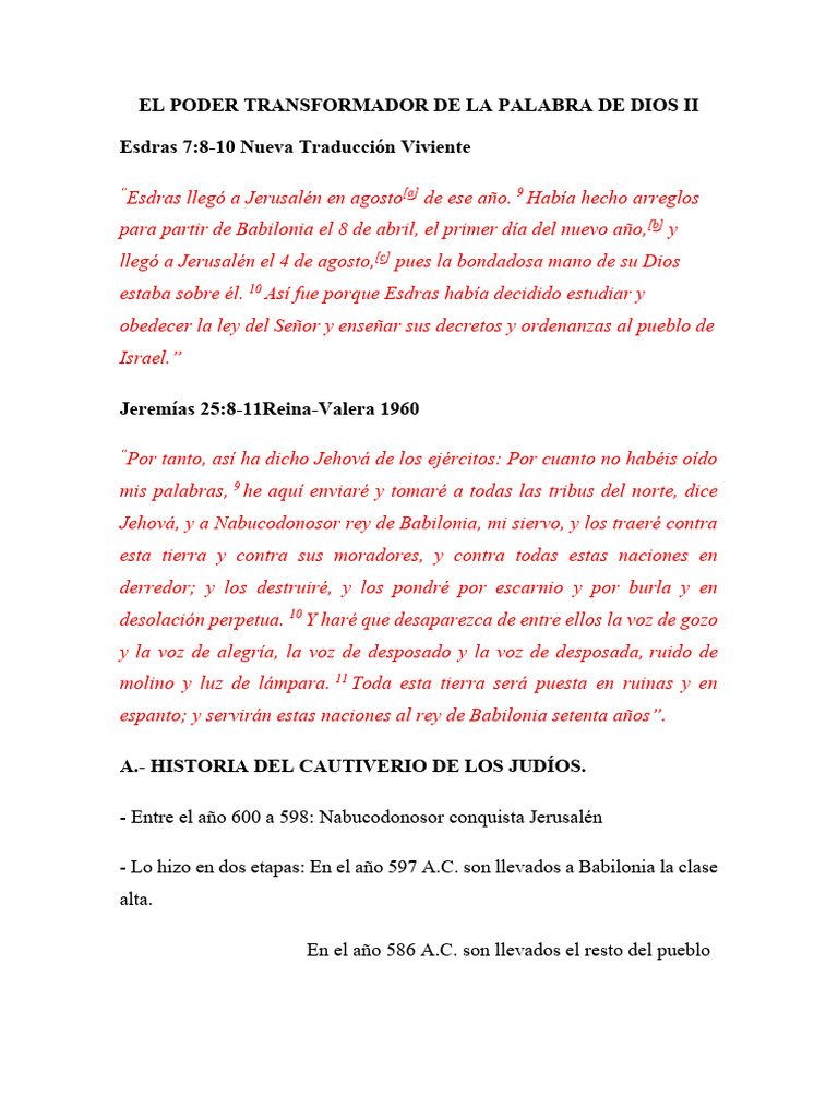 El Poder Transformador de La Palabra de Dios II | PDF | Ezra | El antiguo Israel y Judá