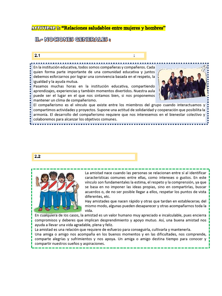 Relaciones Saludables Actv. 3 | PDF | Amistad | Celos