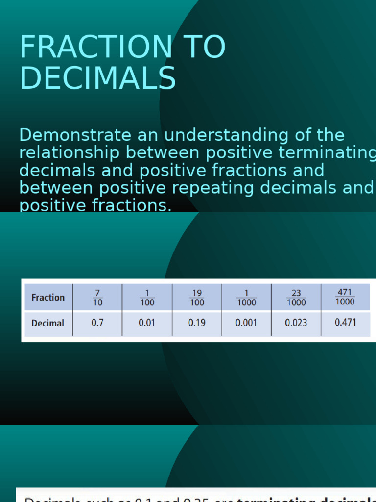 Lesson # 1 Fraction To Decimals | PDF