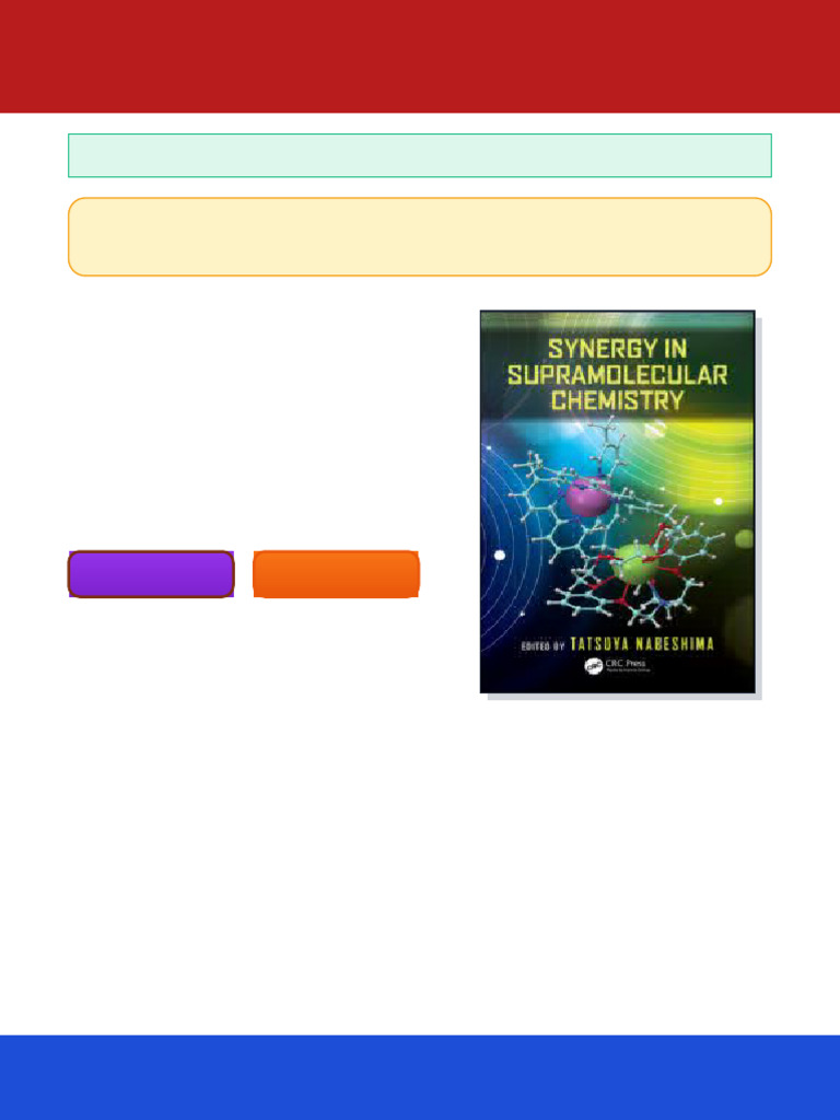 Synergy in Supramolecular Chemistry 1st Edition Tatsuya Nabeshima ...