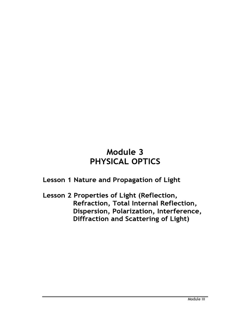 Physical Optics: Nature & Properties of Light | PDF | Light | Refraction