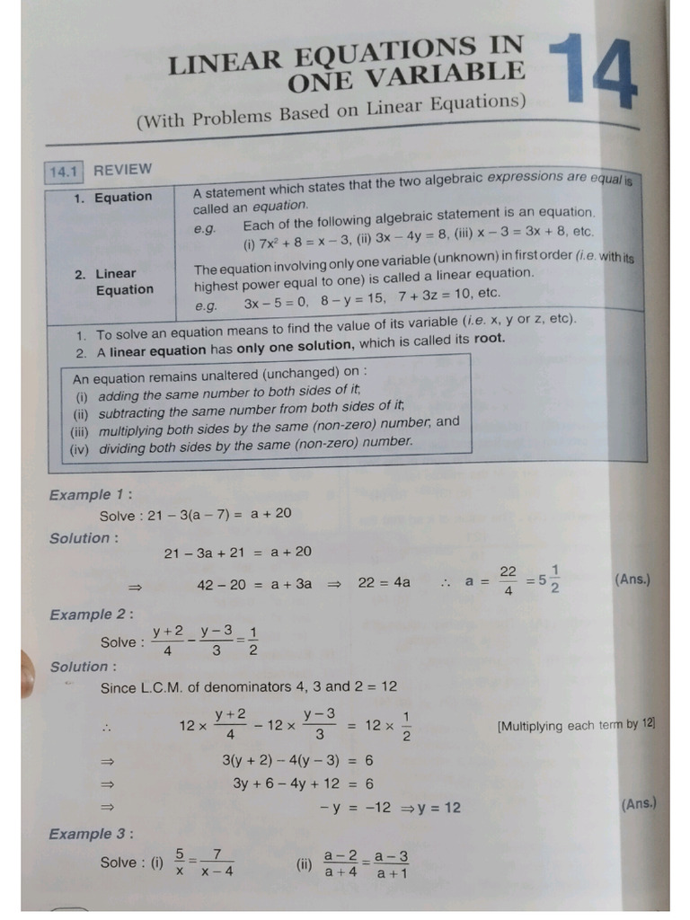 Linear Equations 1 Variable ? | PDF