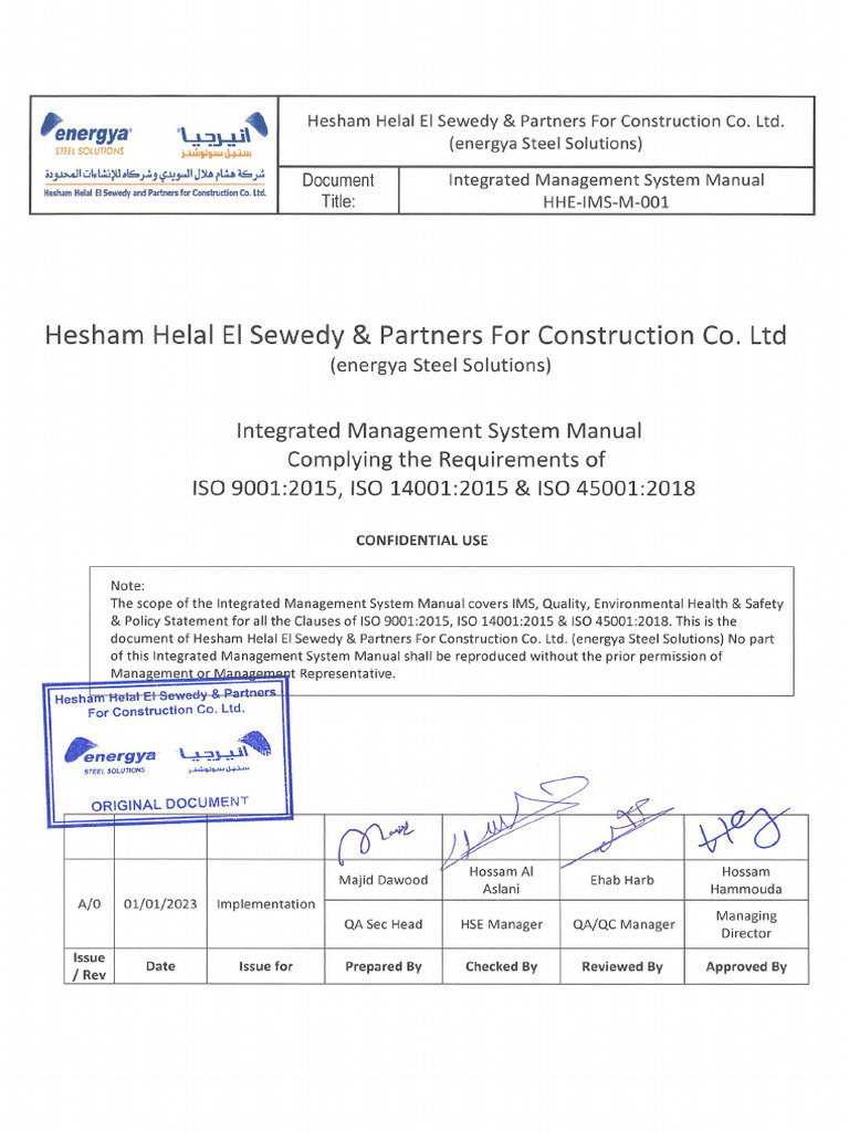 Integrated Management System Manual | PDF | Risk | Regulatory Compliance