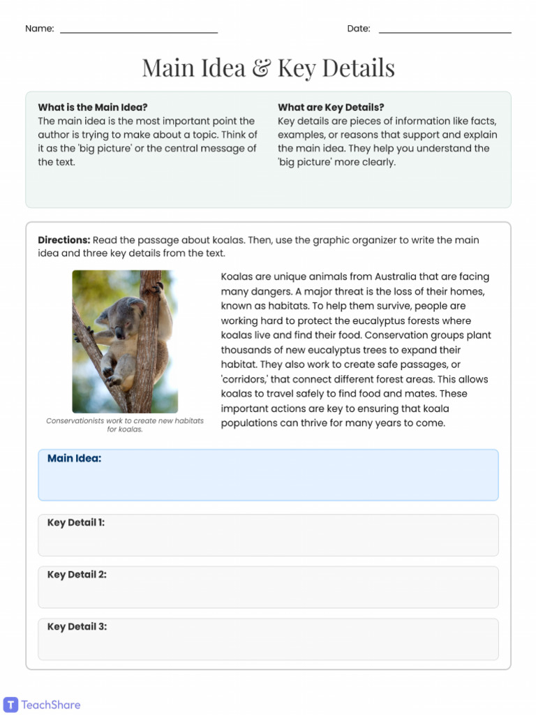 Identifying Main Ideas and Key Details | PDF