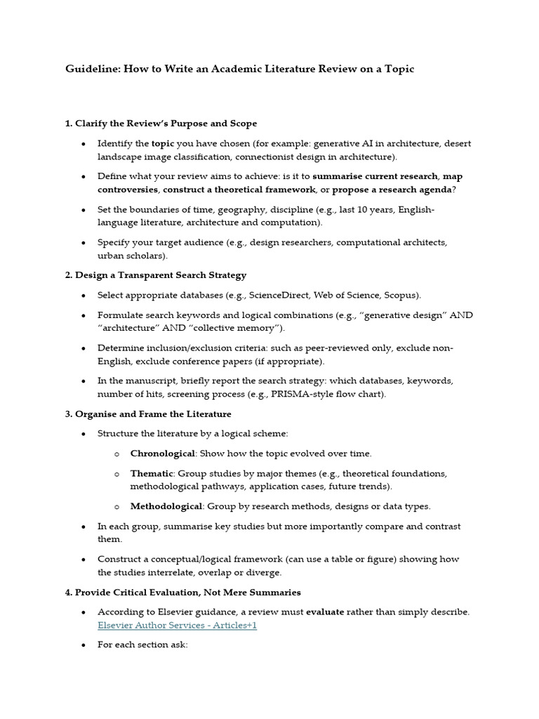 How To Write An Academic Literature Review On A Topic | PDF ...