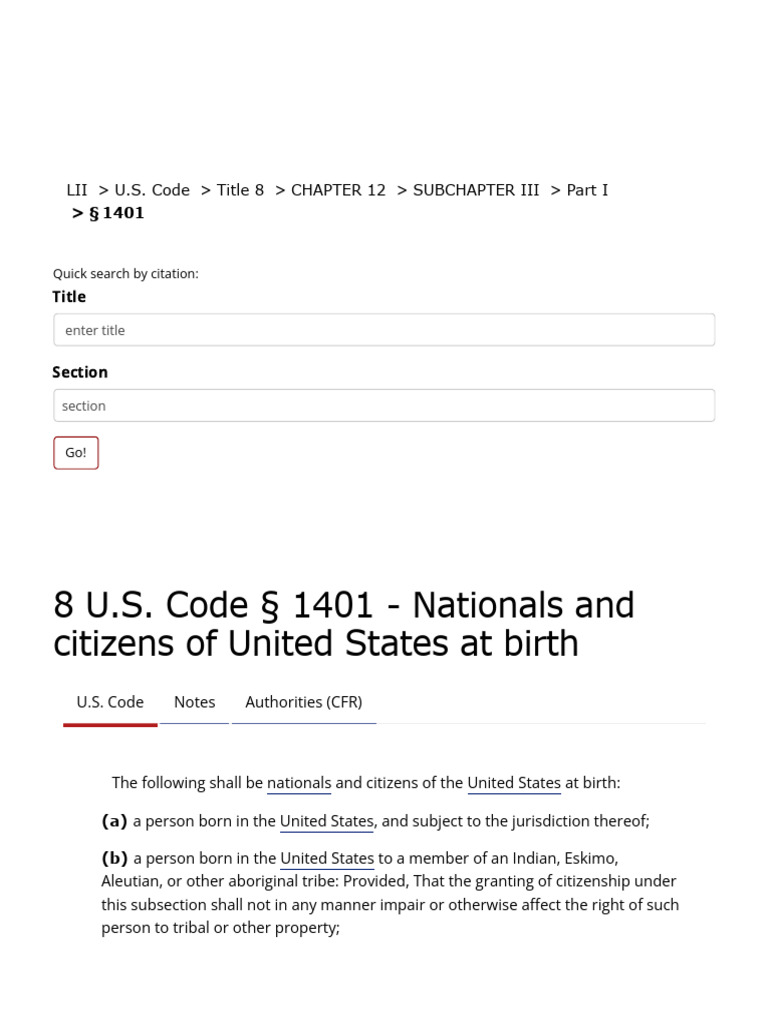 8 U.S. Code 1401 - Nationals and Citizens of United States at Birth - U ...