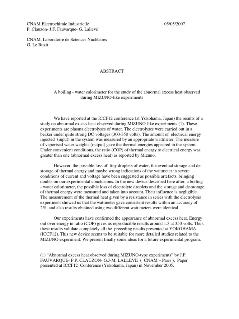 Cold Fusion Replication Experiments | PDF | Electrolyte | Tungsten