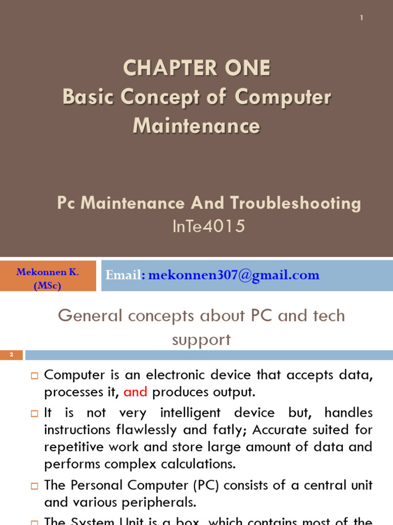 Chapter 1 M Basic Concept of Computer Maintenance | PDF | Electrostatic ...
