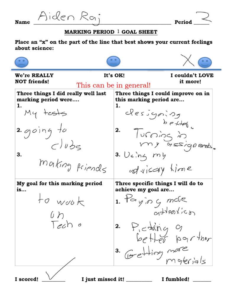 Marking Period Goals | PDF