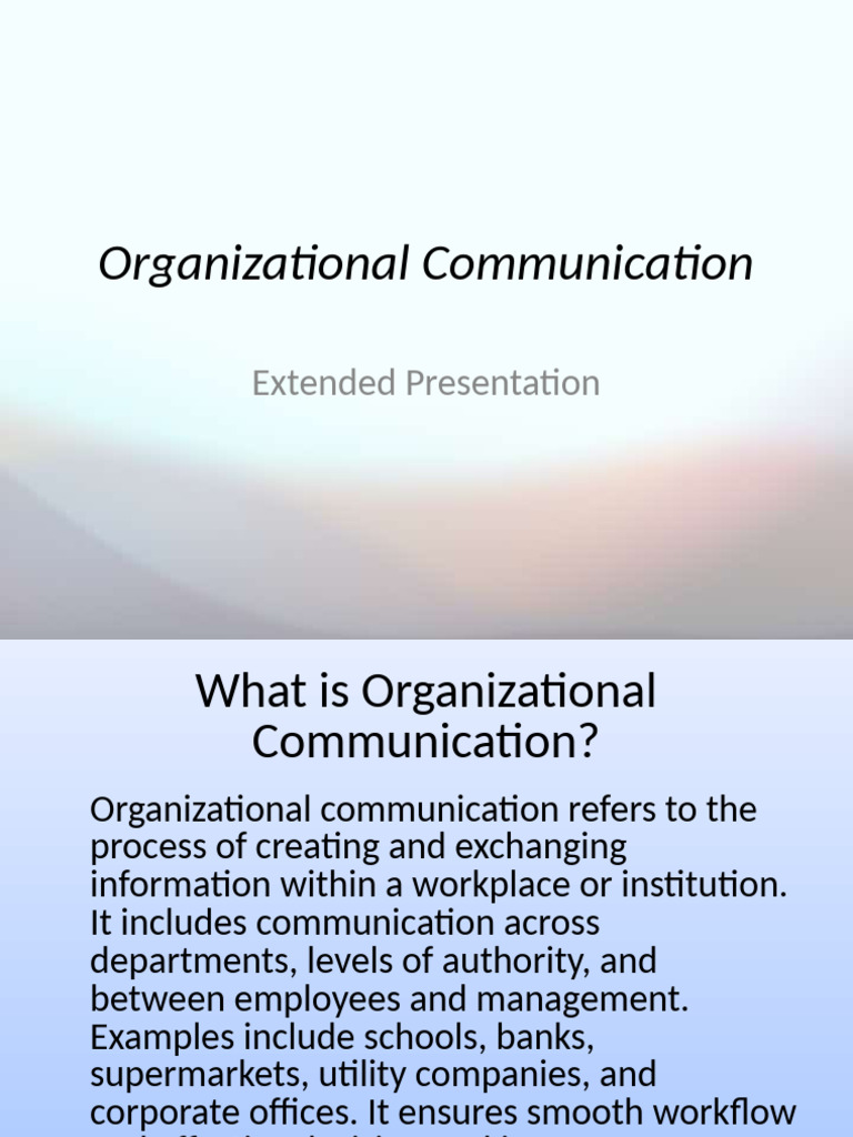 Organisational Communication Presentation Extended | PDF ...