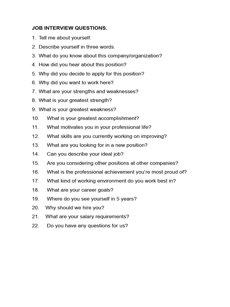 Job Interview Questions | PDF