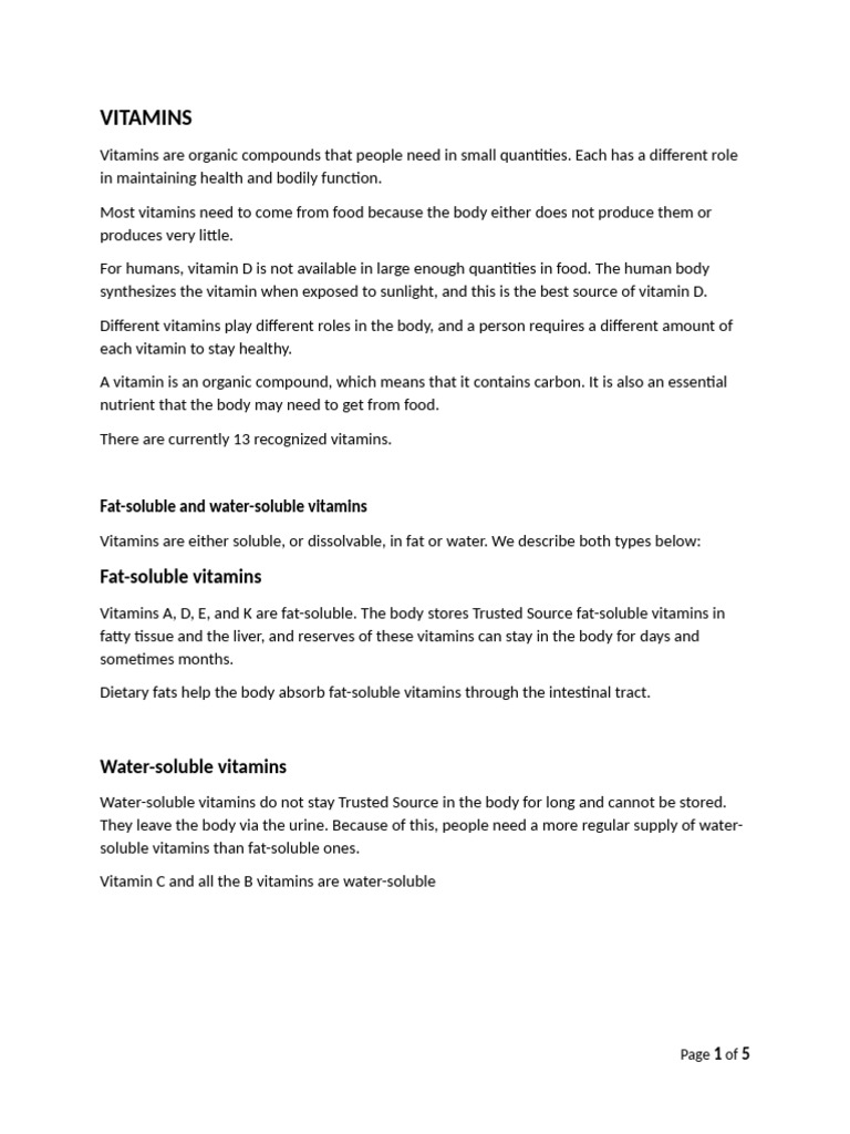 Vitamins | PDF | Vitamin | Vitamin A