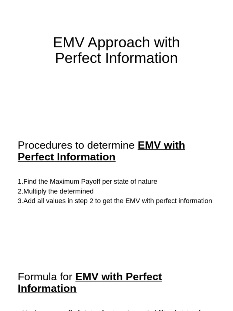 EMV With Perfect Information | PDF