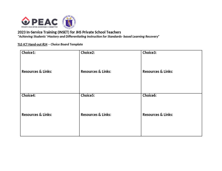 HO24-S7 2023 TLE-ICT Choice Board Template | PDF