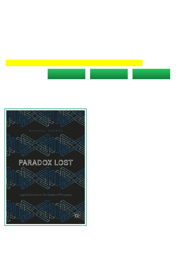 (Ebook) Paradox Lost: Logical Solutions To Ten Puzzles of Philosophy by ...