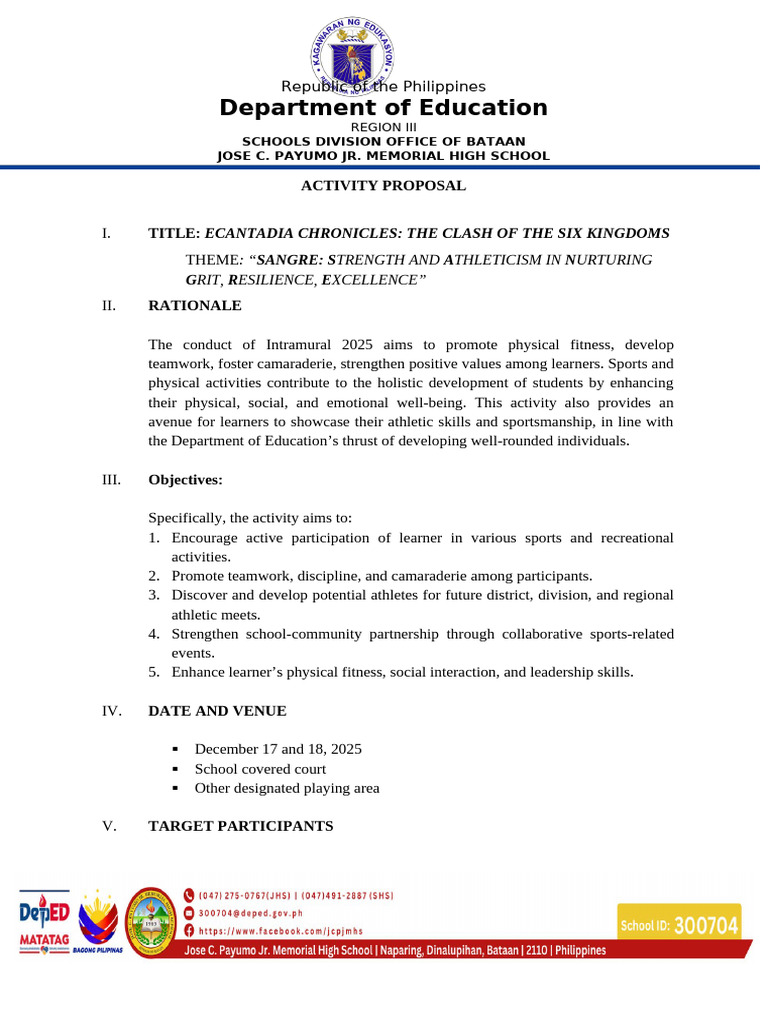 Intramurals 2025: Ecantadia Chronicles | PDF | Sports