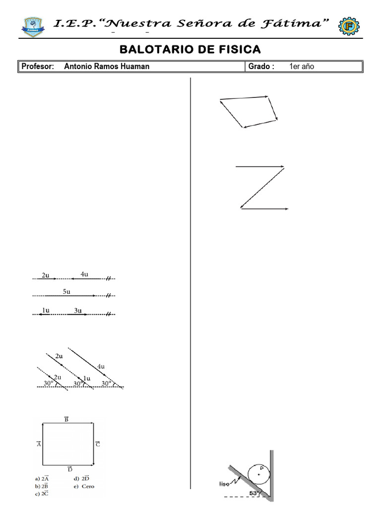 BALOTARIO FINAL FISICA 1ER AÑO | PDF | Energía cinética | Masa