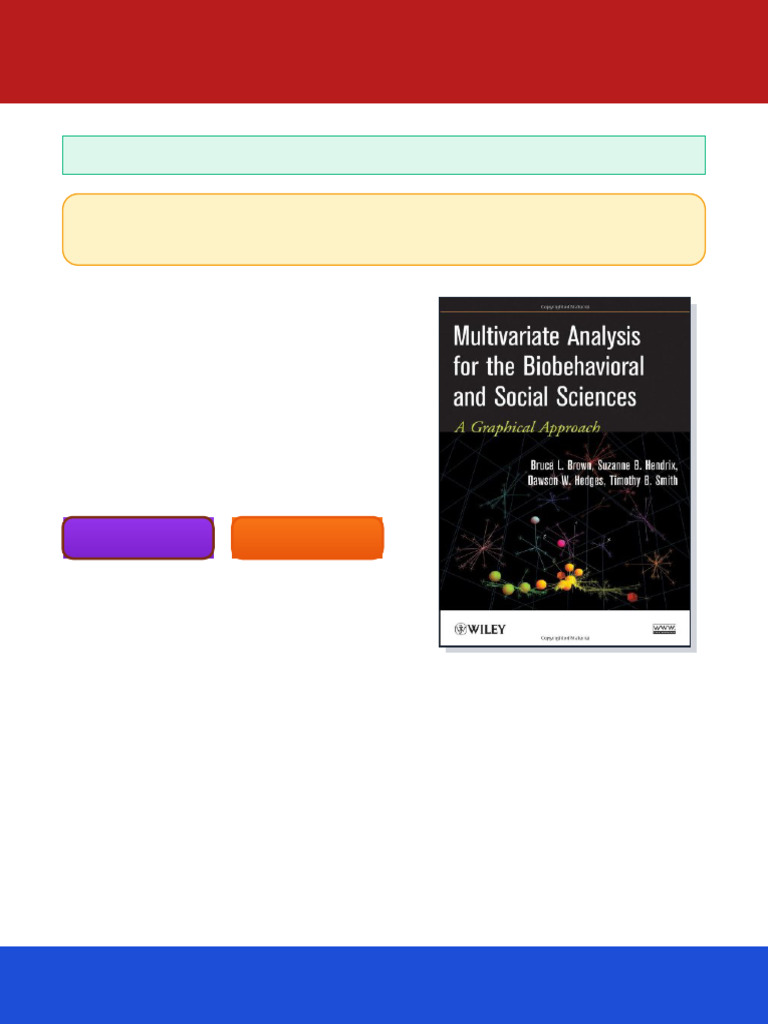 Multivariate Analysis for the Biobehavioral and Social Sciences A ...