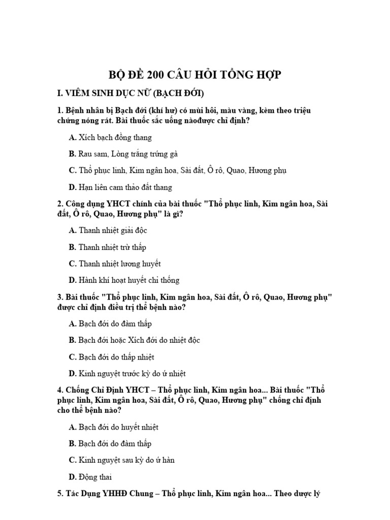 Bo de 200 Cau Tong Hop Hoan Chinh | PDF