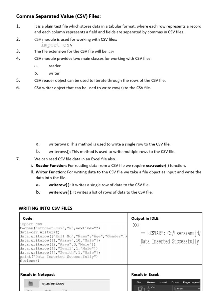 CSV Files | PDF