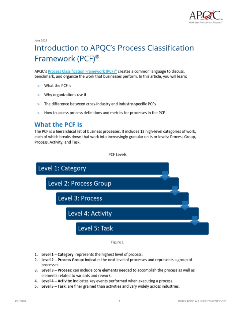 APQC Process Classification Framework Guide | PDF | Performance ...