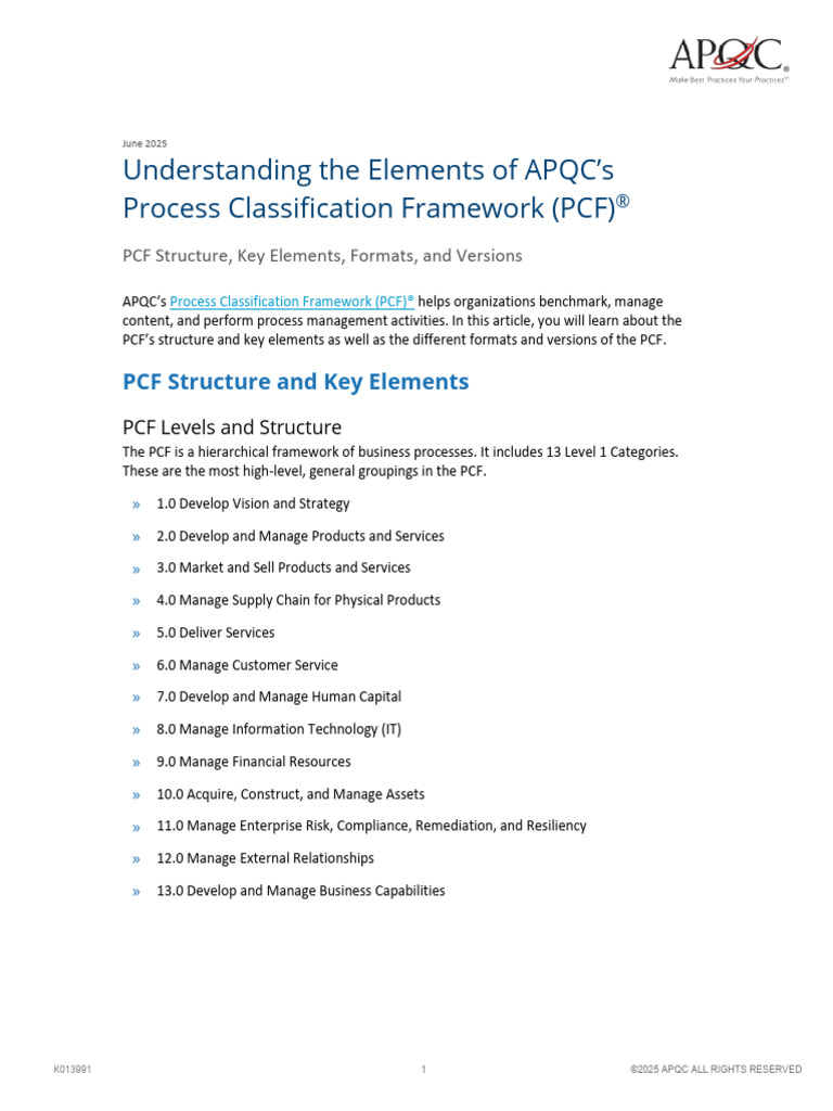 Understanding The Elements of APQC's Process Classification Framework ...