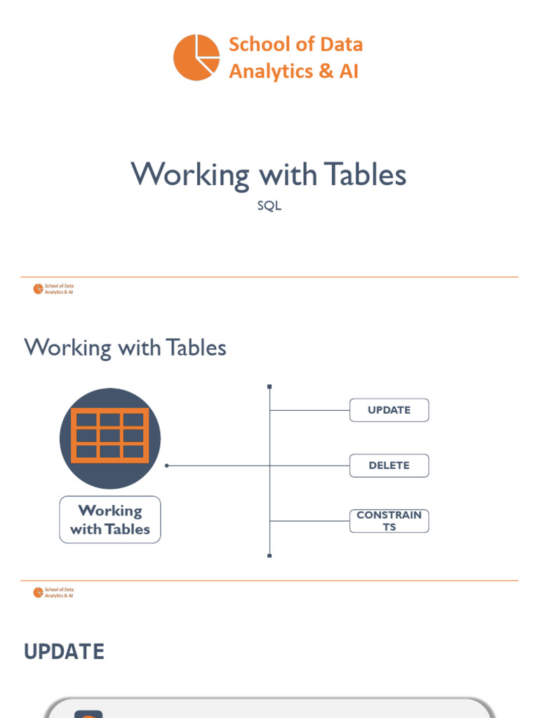 Working With Tables.pptx | PDF | Table (Database) | Data Model
