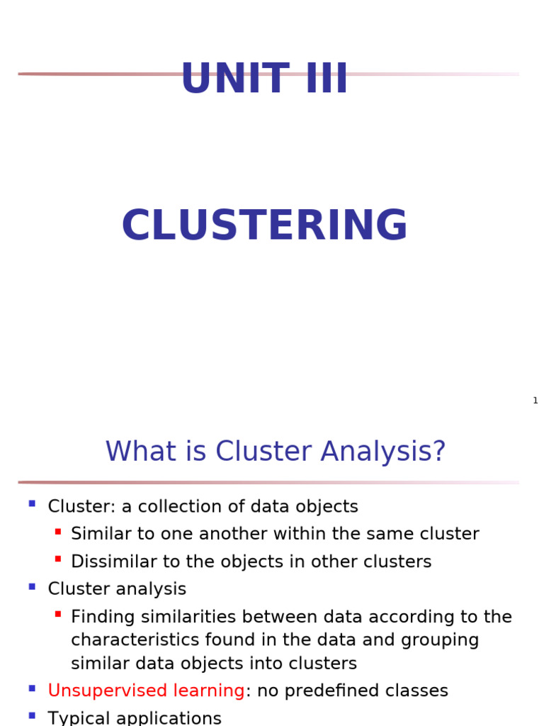 Unit_III_Clustering_1__1757308167701 | PDF | Cluster Analysis ...