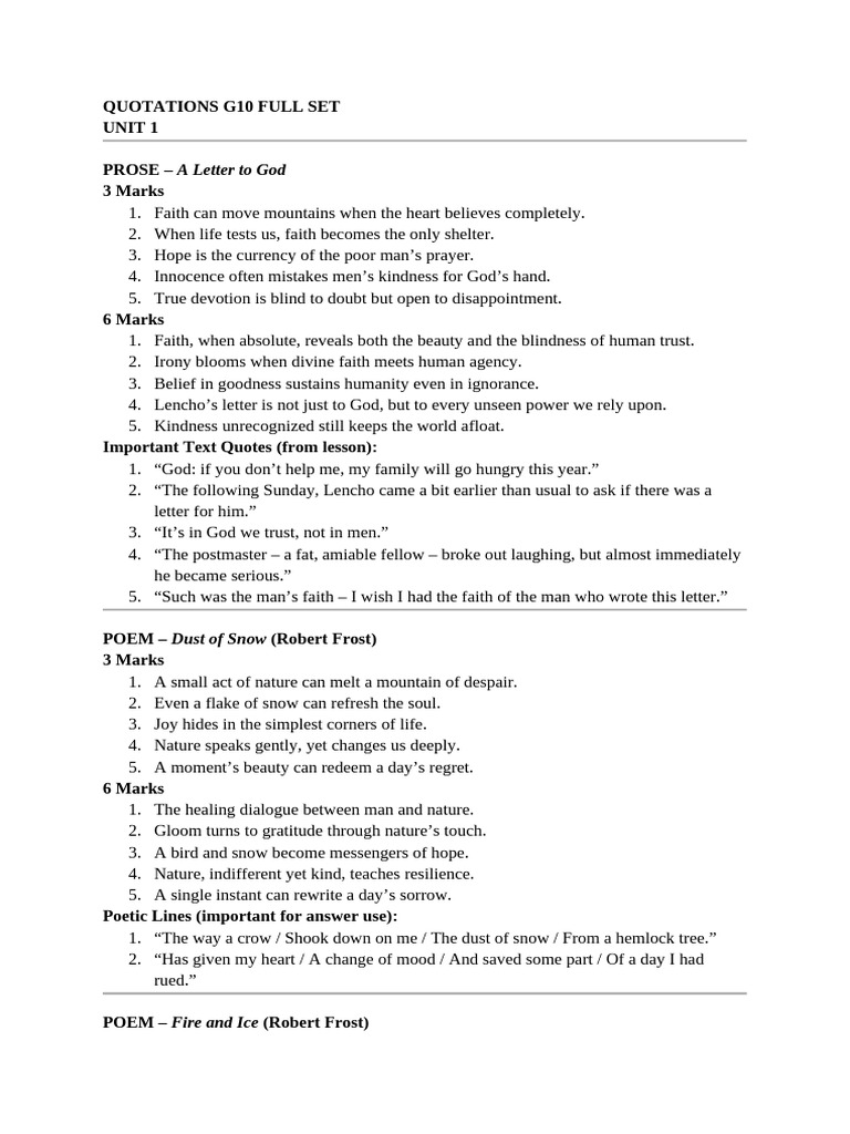 G10 Quotations and Key Themes Guide | PDF | Faith | Love