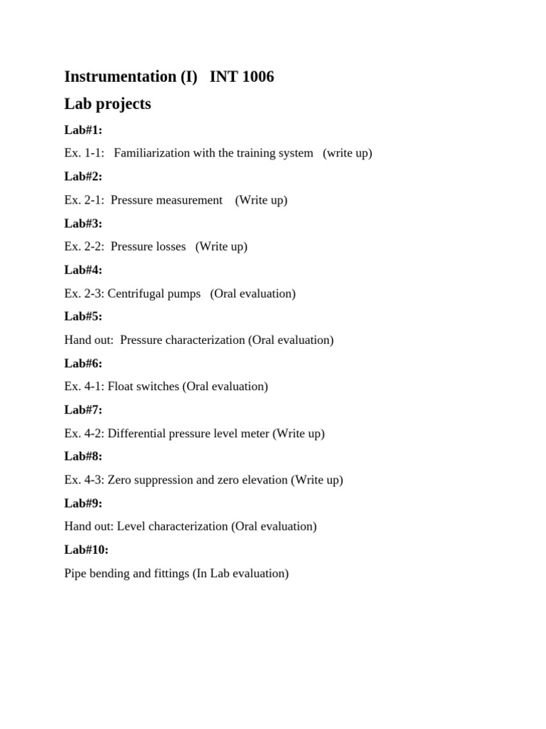 Instrumentation Lab Projects Overview | PDF