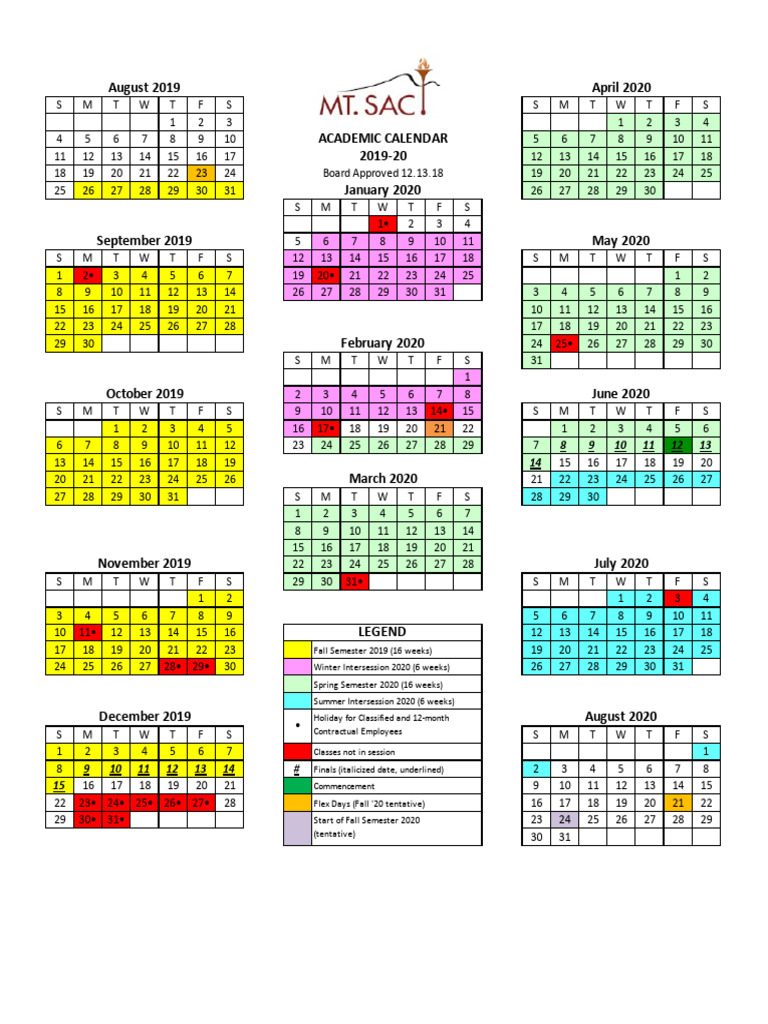 2019-20 Academic Calendar Overview | PDF | Higher Education ...