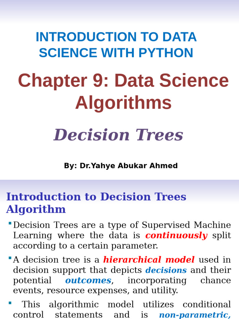 Chapter 9 Data Science Algorithms Decision Trees | PDF | Applied ...