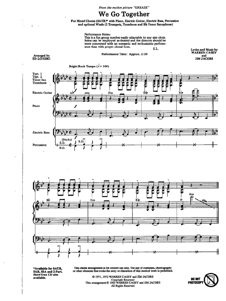We Go Together 한글악보 | PDF
