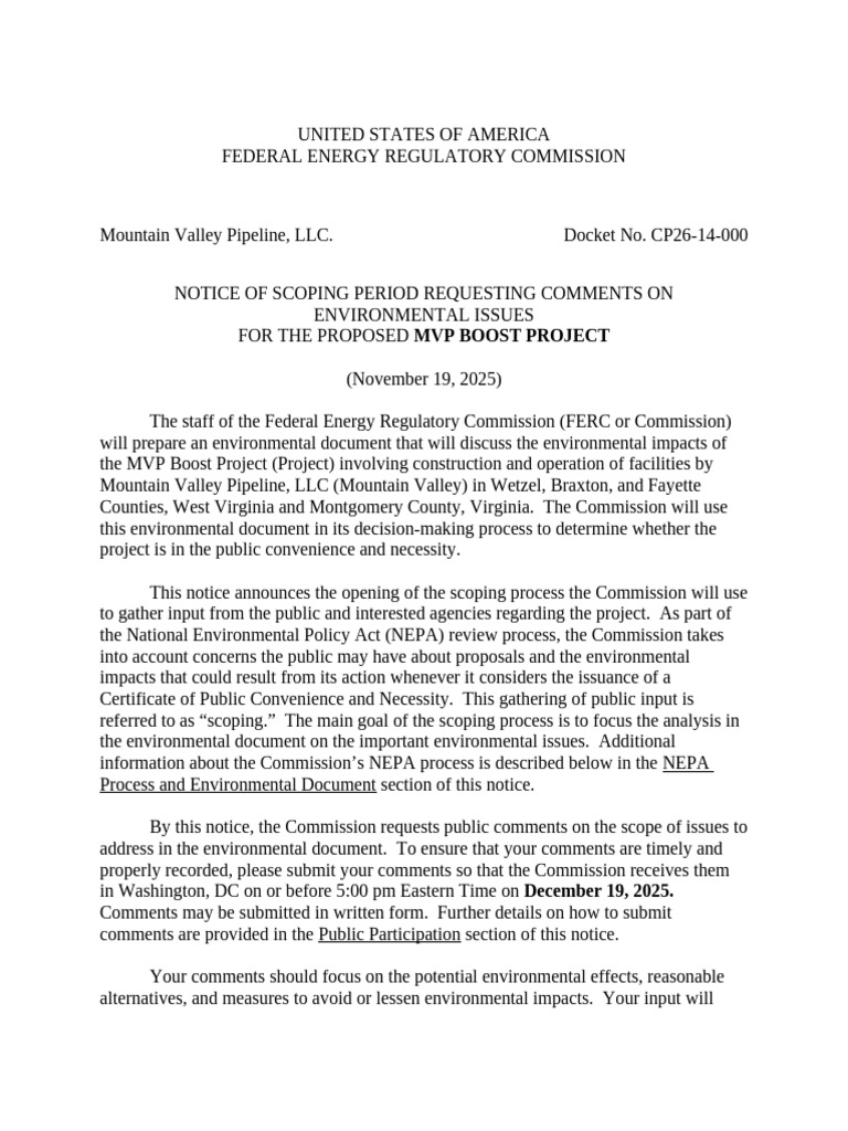 MVP Boost Project Environmental Scoping Notice | PDF | Environmental ...