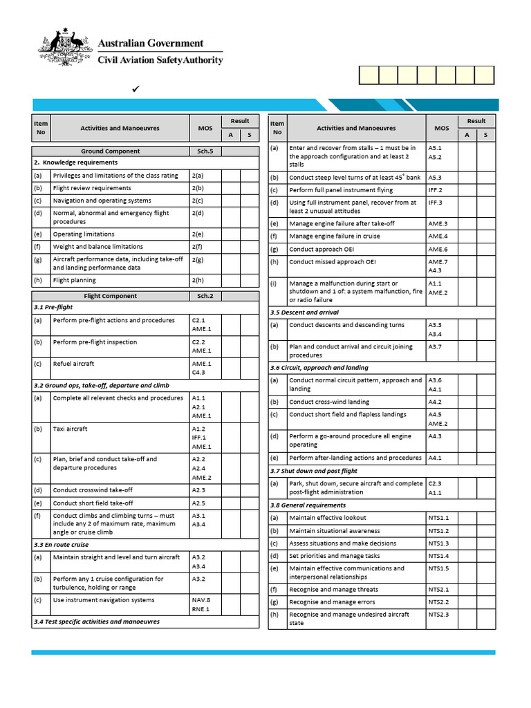 Class Rating Mea Flight Test Checklist Form 61 1496 | PDF | Turbine ...