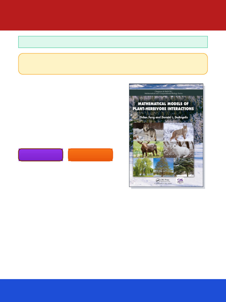 Mathematical Models of Plant Herbivore Interactions 1st Edition ...