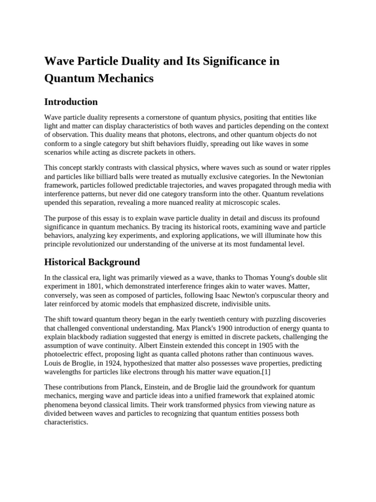 Understanding Wave-Particle Duality in Quantum Mechanics | PDF ...