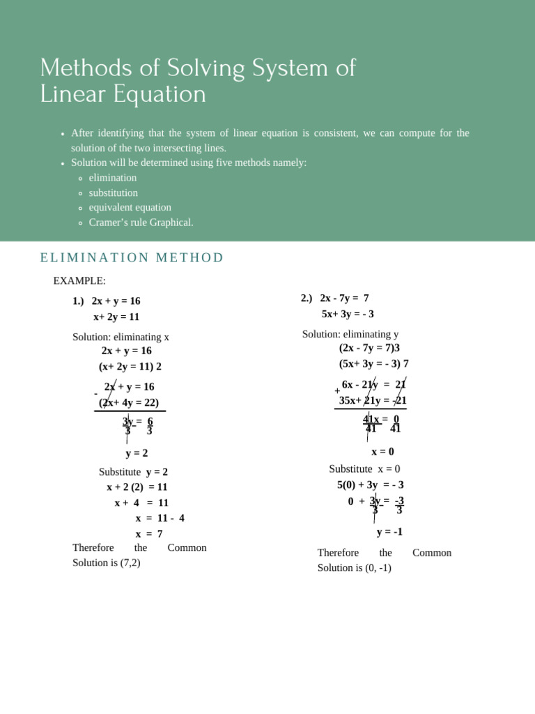 Solving Linear Equation | PDF | Equations | Combinatorics